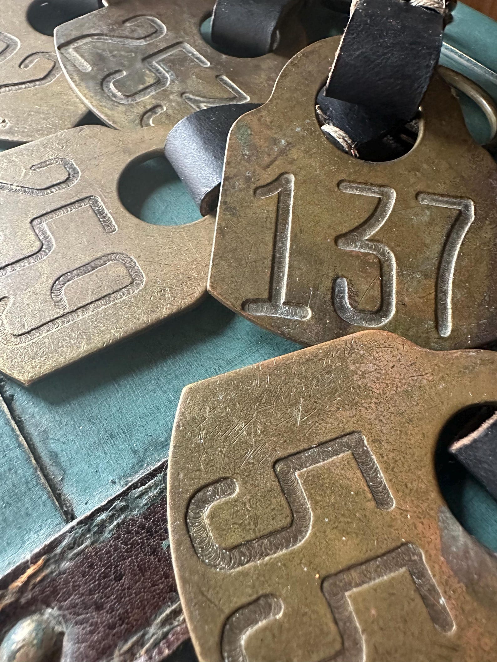 Vintage Brass Cow Tag Key Fob, Antique, Farm, Leather, Key Chain ...