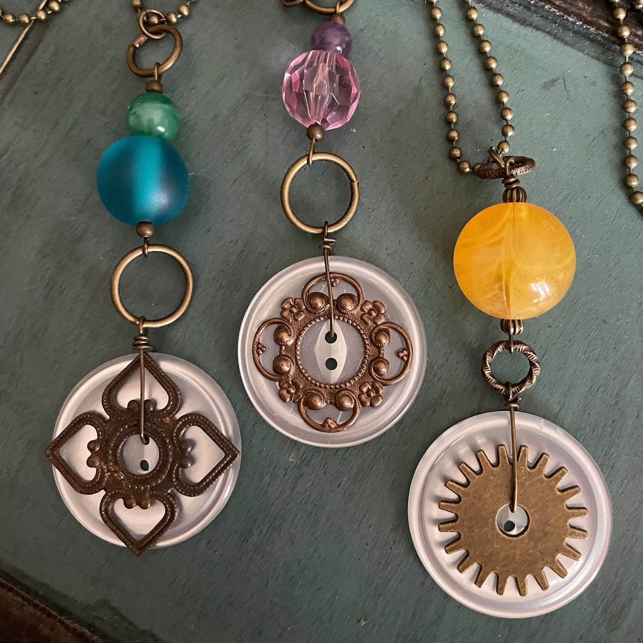 Vintage Button pendant necklace antique jewelry | Etsy