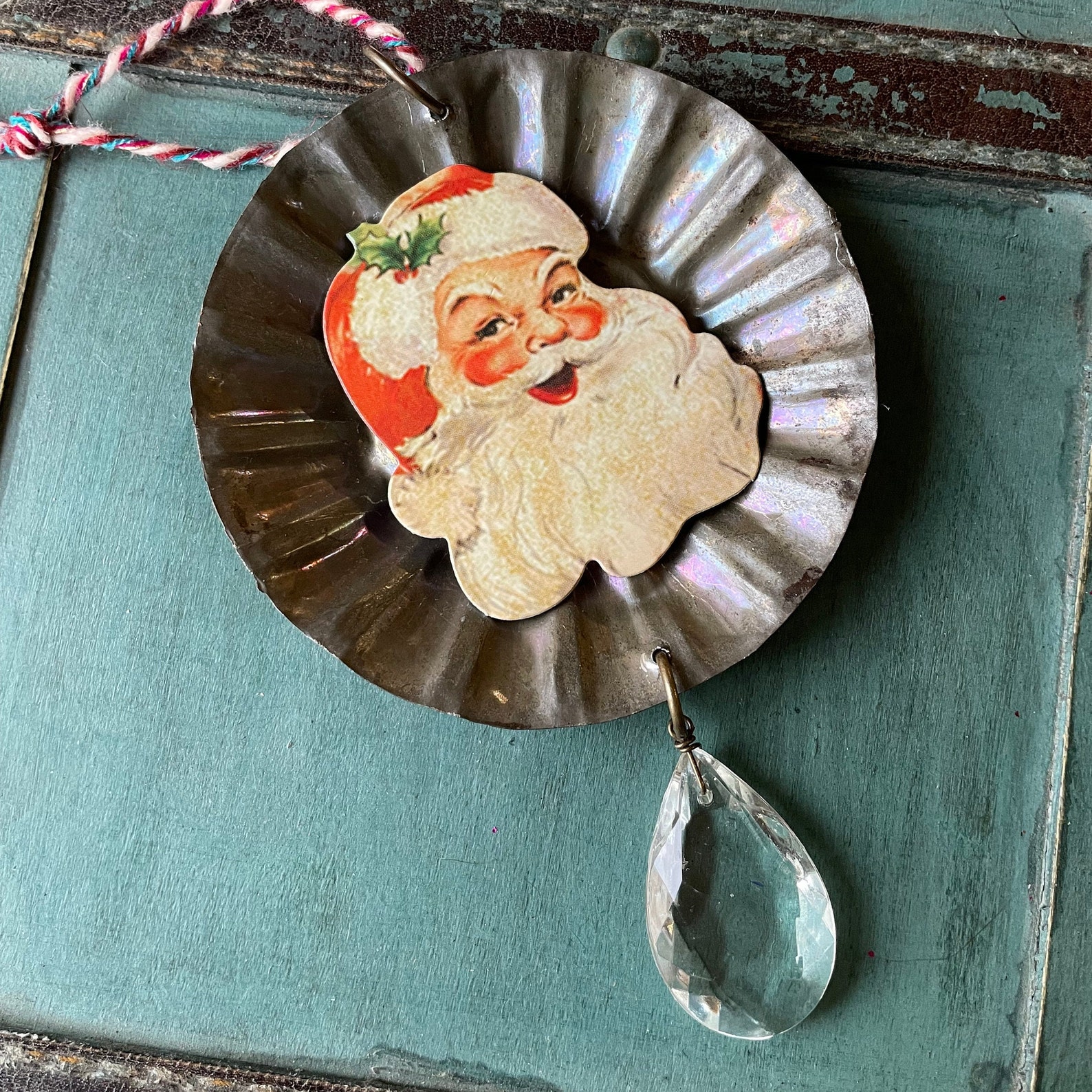 Vintage Flatten Tart Tin Ornament, Christmas Ornament, Holiday Decor ...