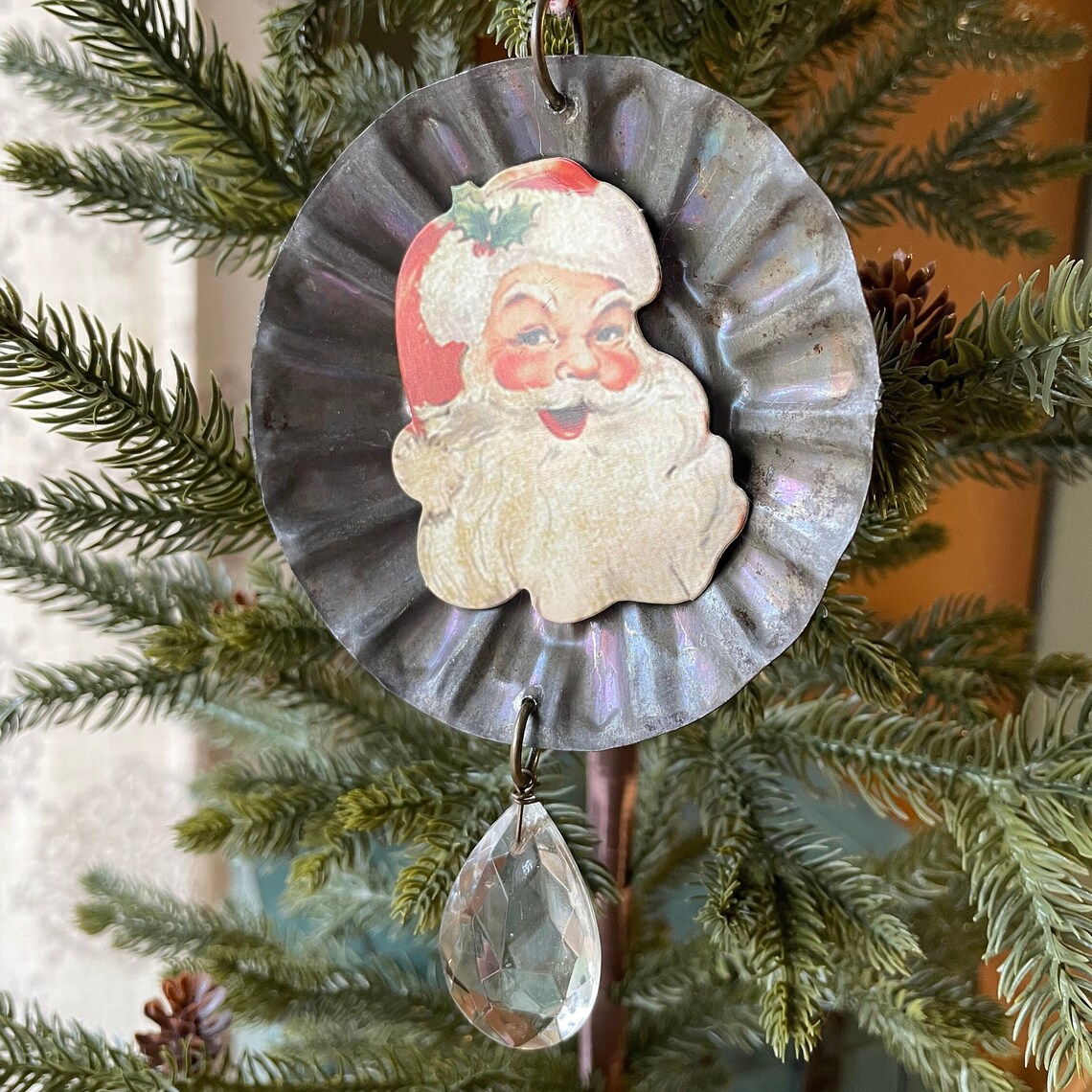 Vintage Flatten Tart Tin Ornament, Christmas Ornament, Holiday Decor ...