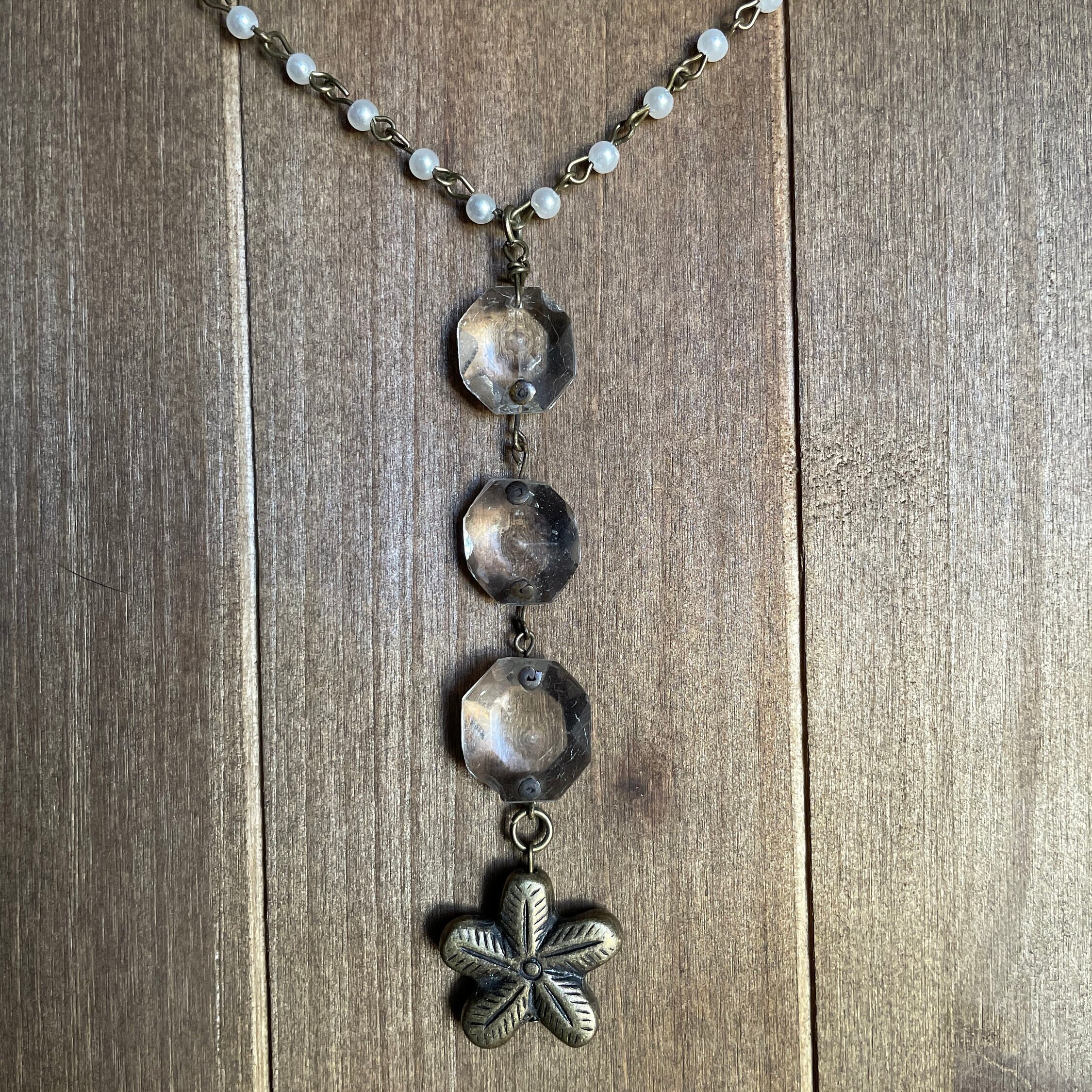 Vintage Chandelier Crystal Drop Necklace, Antique Crystals, Vintage ...