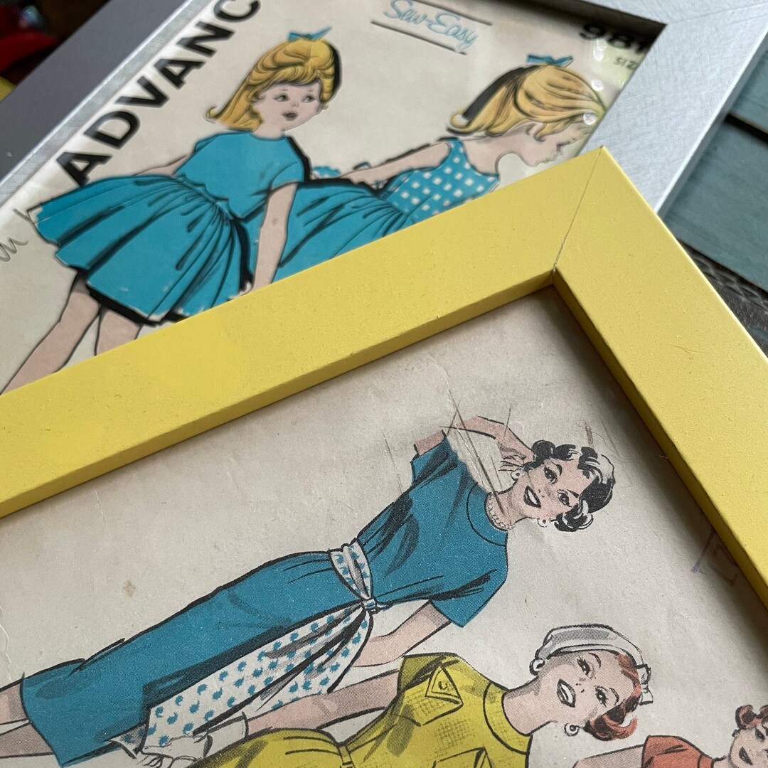 Framed Vintage Sewing Pattern Cover, Butterick, Simplicity, Advance ...