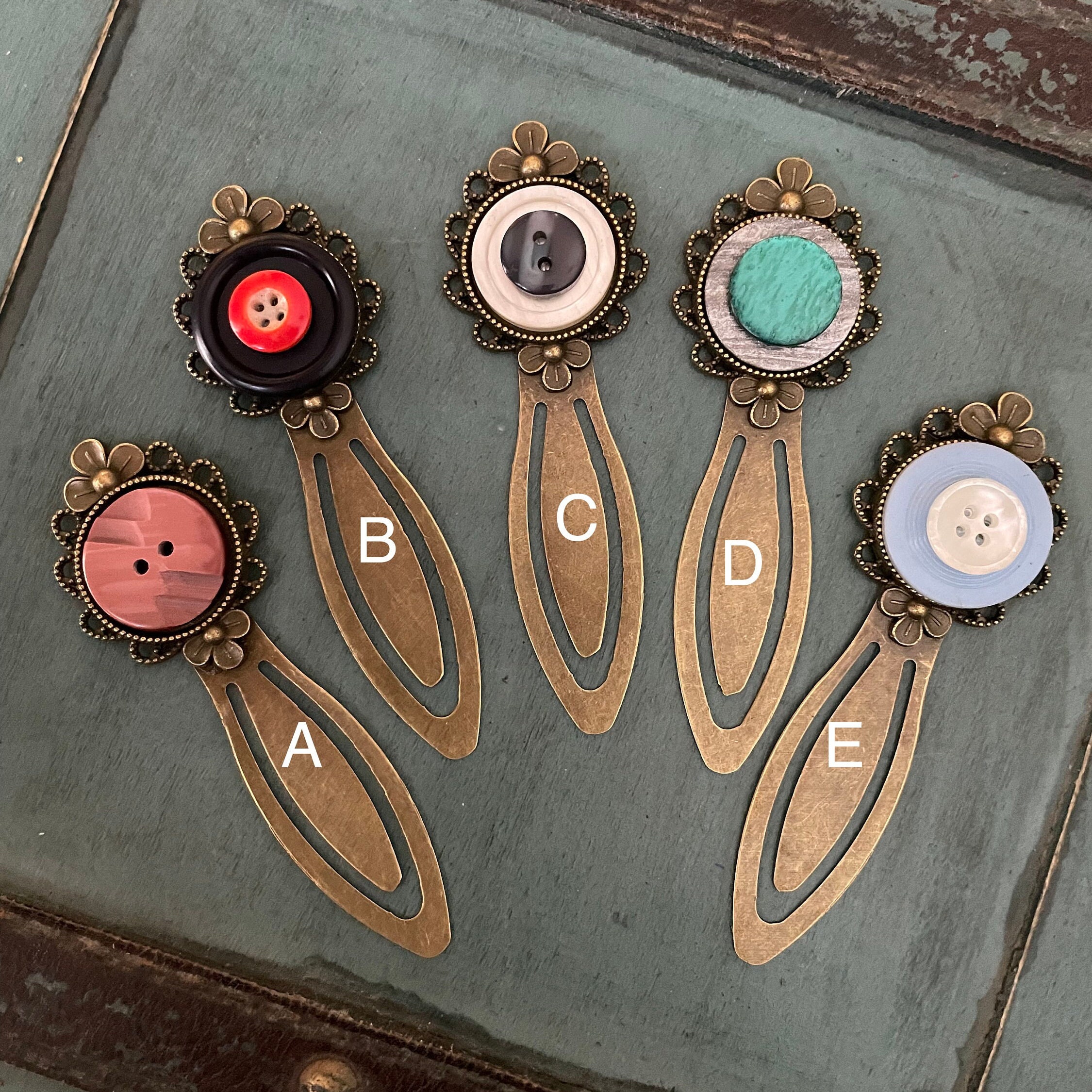 Vintage Button Book Mark Clips, Old Buttons, Sewing, Repurposed ...