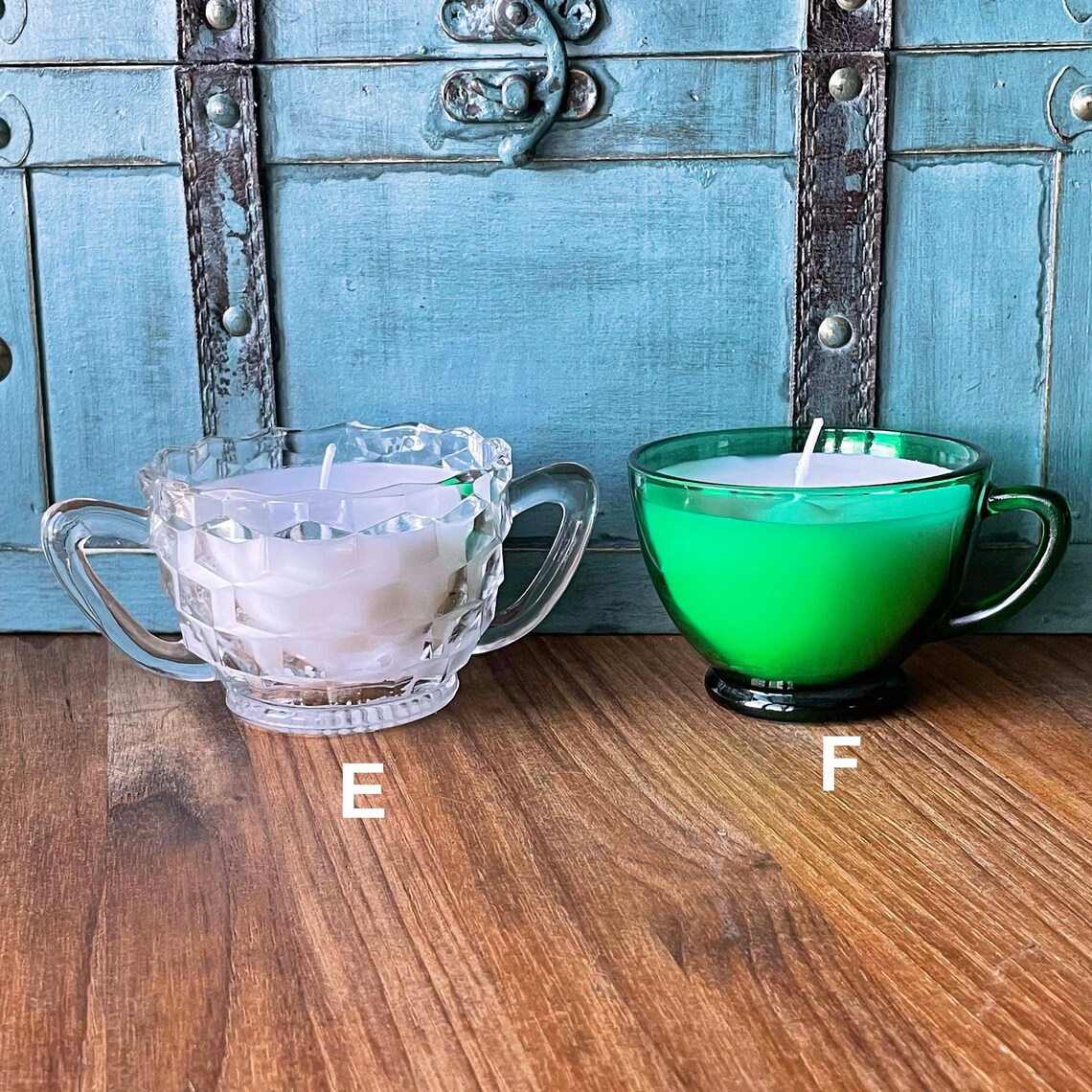 Vintage Glass Hand-poured Candles, Colored Glass, Unscented, Antique ...