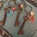 Vintage Skeleton Key With Heart Lock and Crystal Pendant, Antique ...