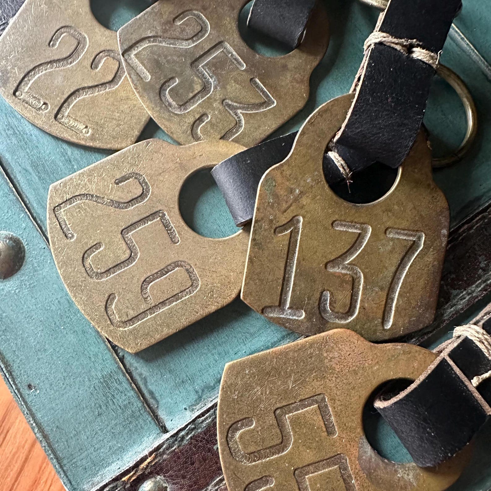 Vintage Brass Cow Tag Key Fob, Antique, Farm, Leather, Key Chain ...