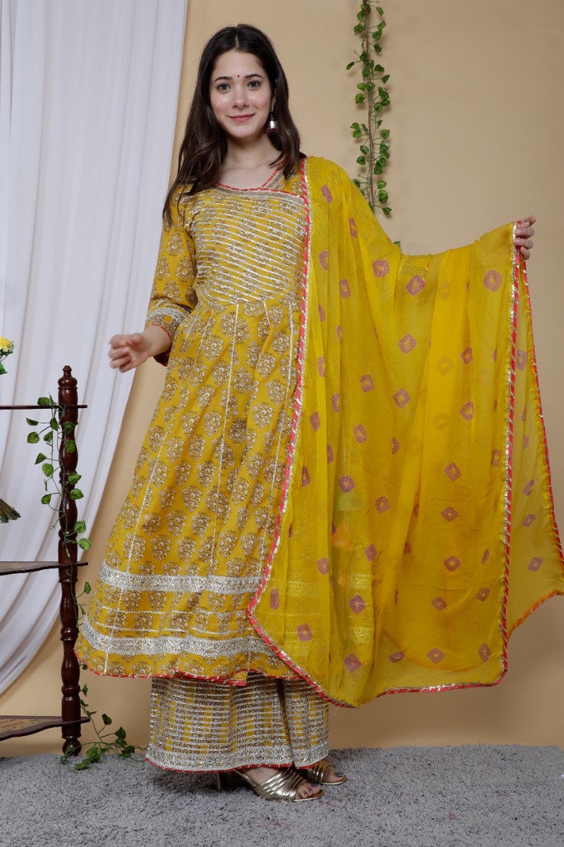 Traditional Indian Angrakha Style Flared Anarkali Gown With | Etsy