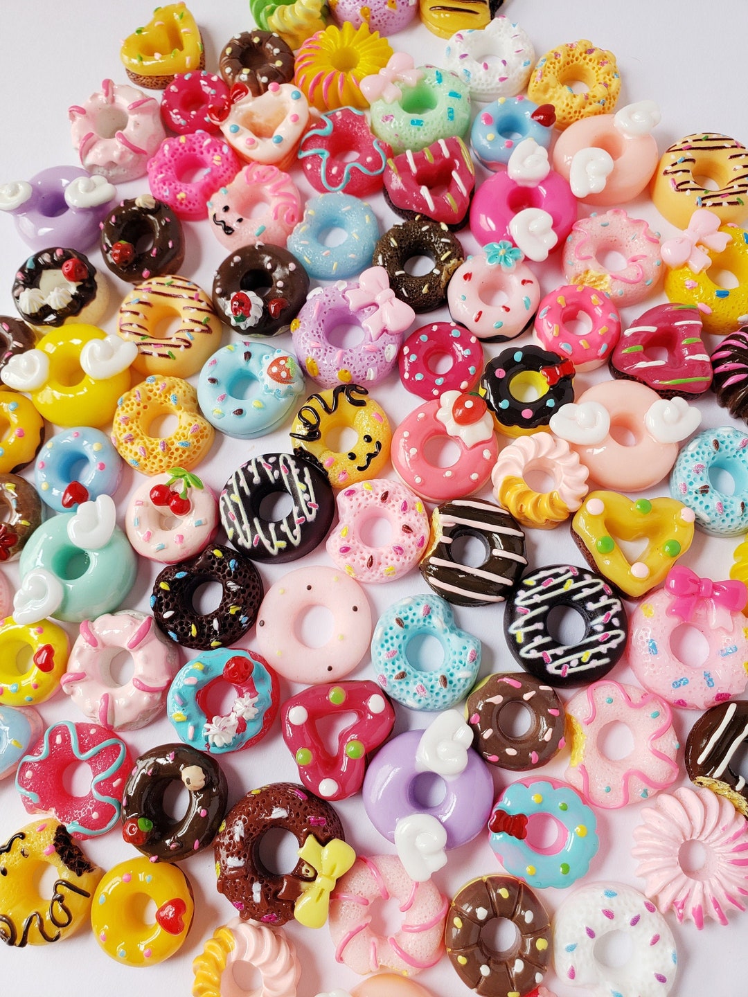 Small Resin Donuts Bulk Multicolor Assorted Flat Back Fake Food ...