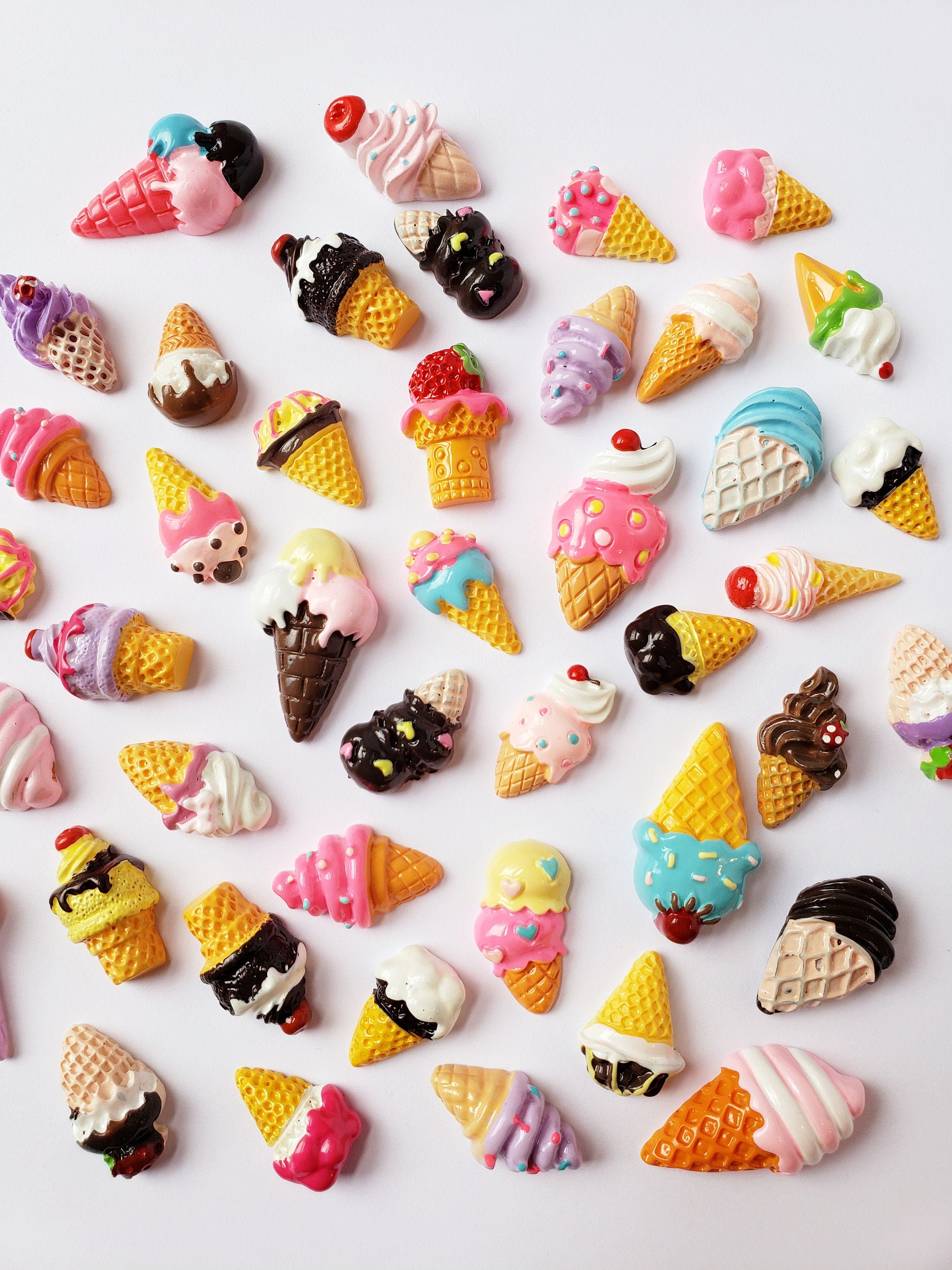 8 or 16pc Small Assorted Ice Cream Cones Multicolor Resin | Etsy