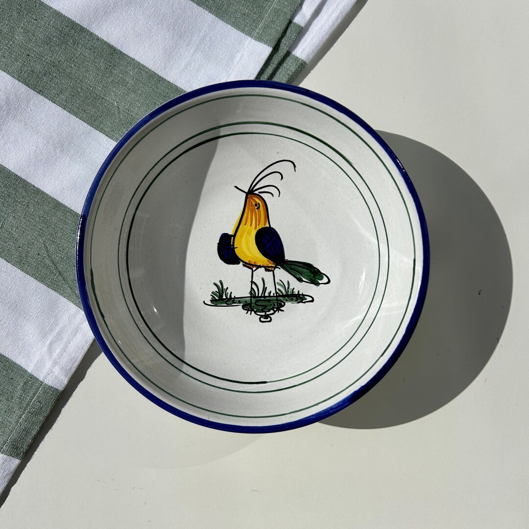 Vintage Italian Deruta Stoneware Bowl Hand Painted Bird - Etsy