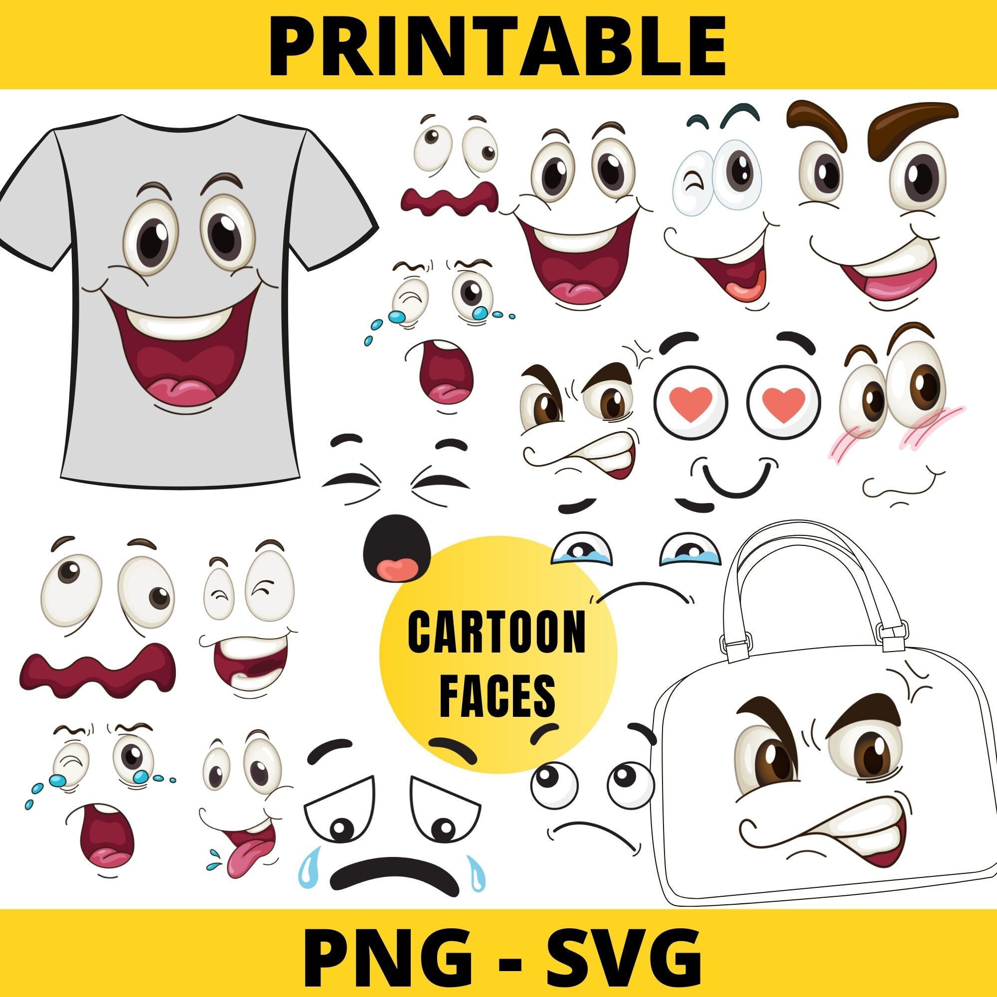Emotion Faces Clipart, Emoji Faces, Cartoon Faces Svg, Feeling Clip Art ...
