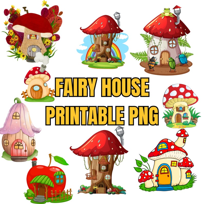 30 Fairy House Clip Art Set, Digital Clip Art, PNG Transparent ...