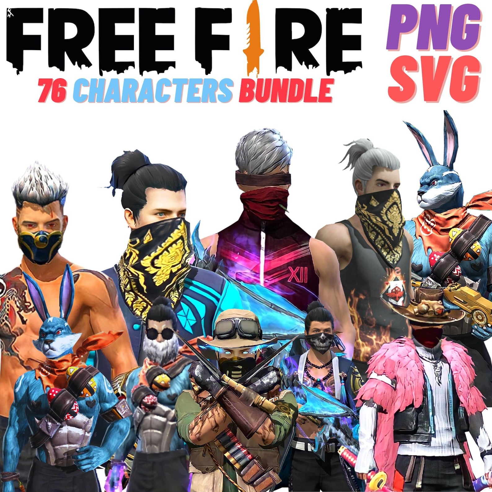 Garena Free Fire personajes Bundle PNG SVG Free Clipart - Etsy México