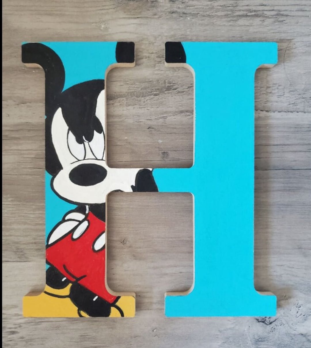 Hand Painted Mickey Mouse Alphabet Letter Art - Etsy