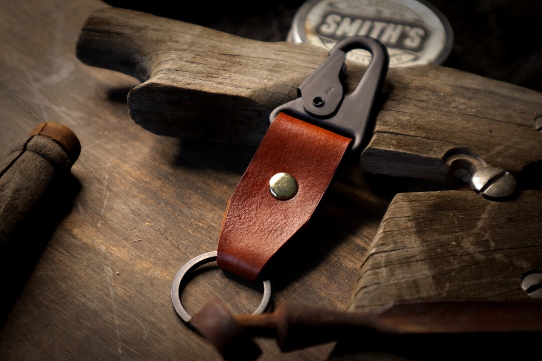 Handmade Leather Keychain, USA Made Hardware Leather Keychain, EDC ...