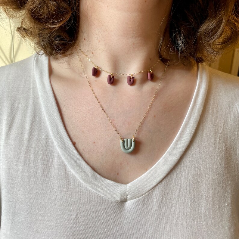 Double Tiny Rainbow Pendant - Mint | Layering Necklace | Dainty and ...