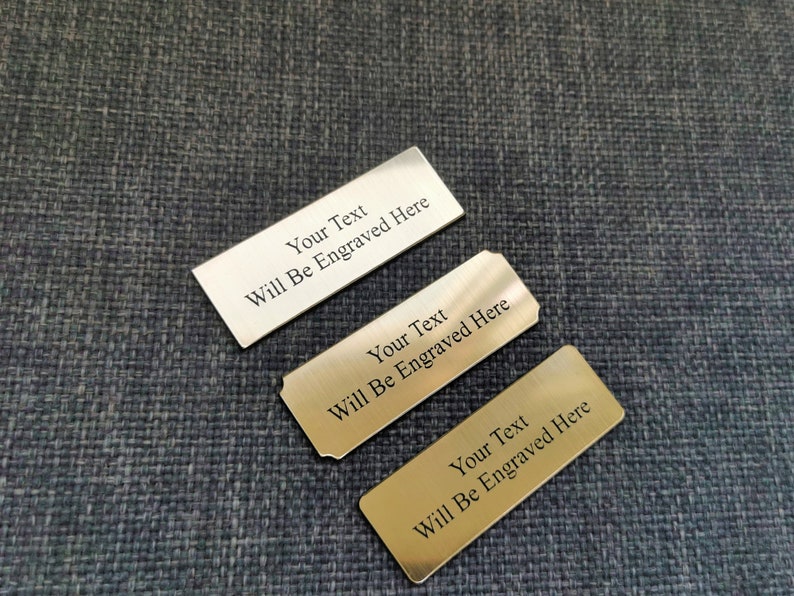 Custom Engraved Gold Name Plate Brushed Metallic Imitation Nameplate ID ...