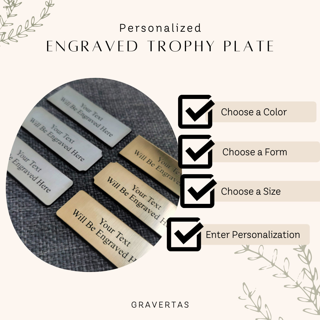 Custom Engraved Plate, Trophy Plate, Award Plaque, Memorial, Gold ...