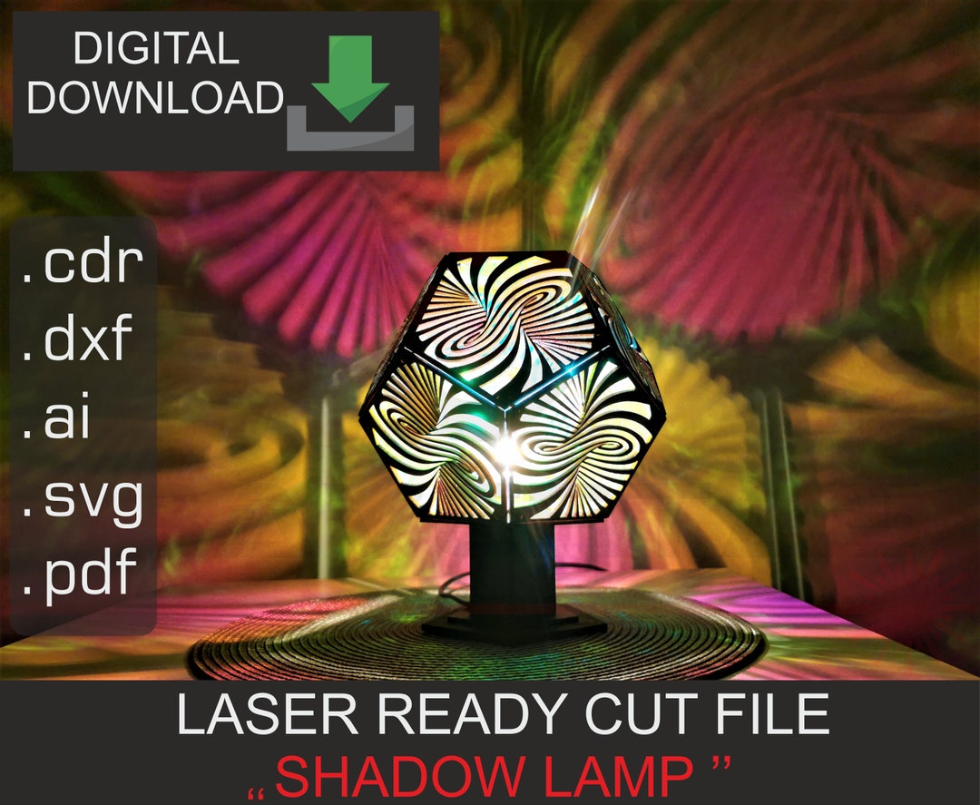 Dodecahedron Shadow Lamp Vector File: Geometric Light DIY (digital ...