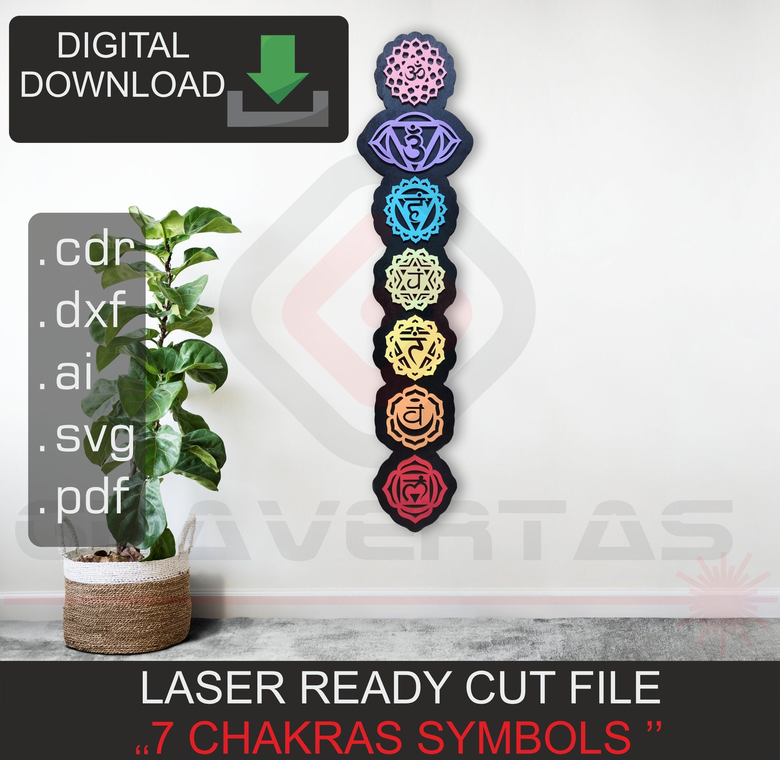 Laser Cut Files Chakras Symbols Wall Art Sacred Geometry | Etsy Canada