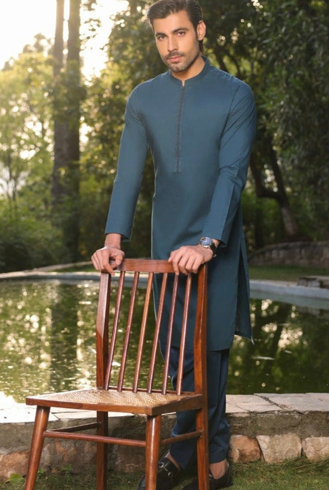 Green Men's Kameez Shalwar Regular Fit - Etsy