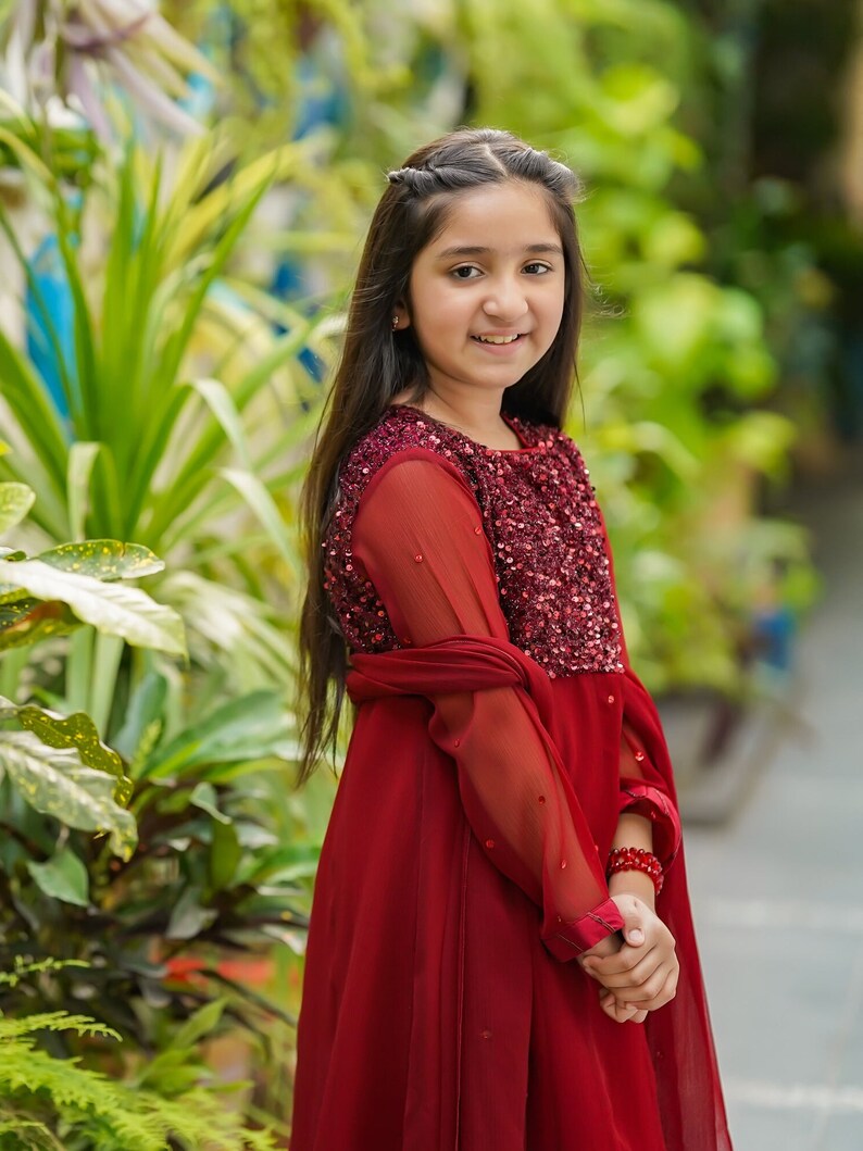 Maroon Girls : 3 Piece Shalwar Kameez Dupatta - Etsy