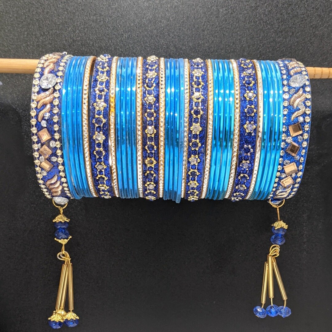 Bangles Large Set With Tassels : Skyblue - Etsy