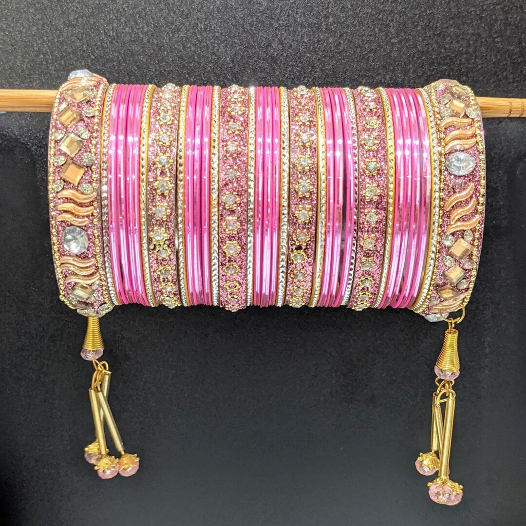 Bangles Large Set With Tassels : Baby Pink - Etsy