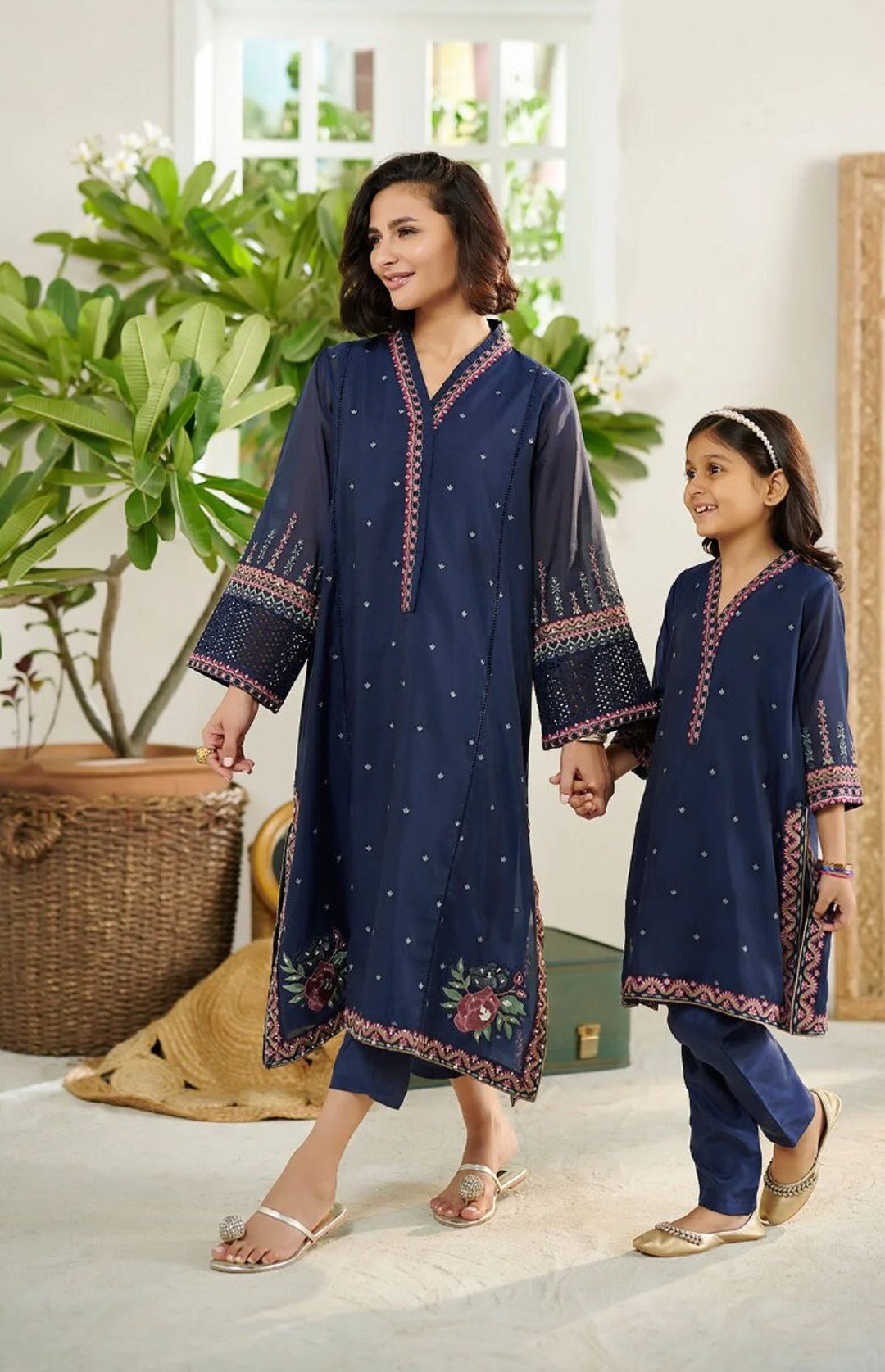 Navy Blue : Women's Embroidered Suit 2-piece - Etsy
