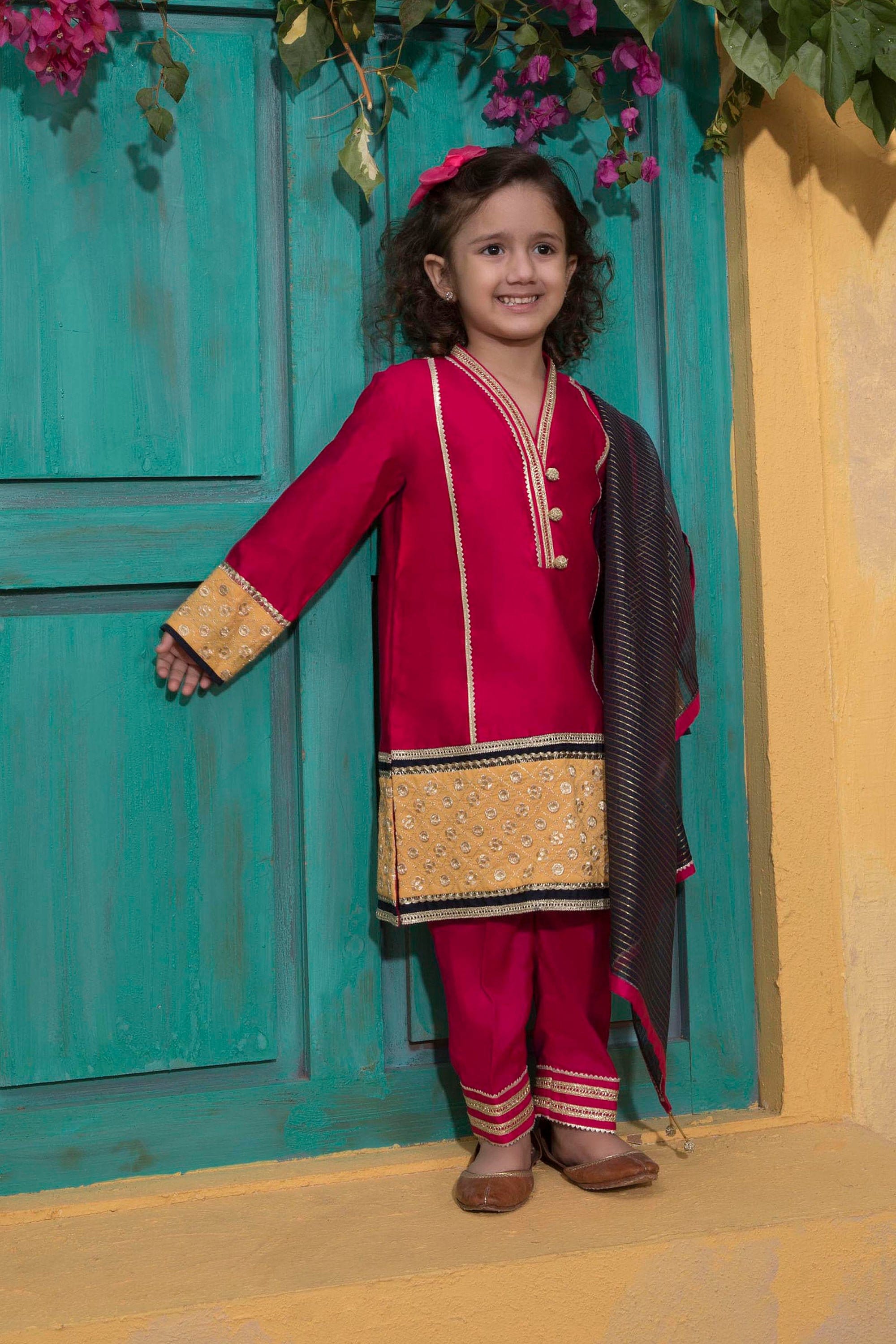 Girls 3 Piece Embroidered Suit : Pink & Black - Etsy