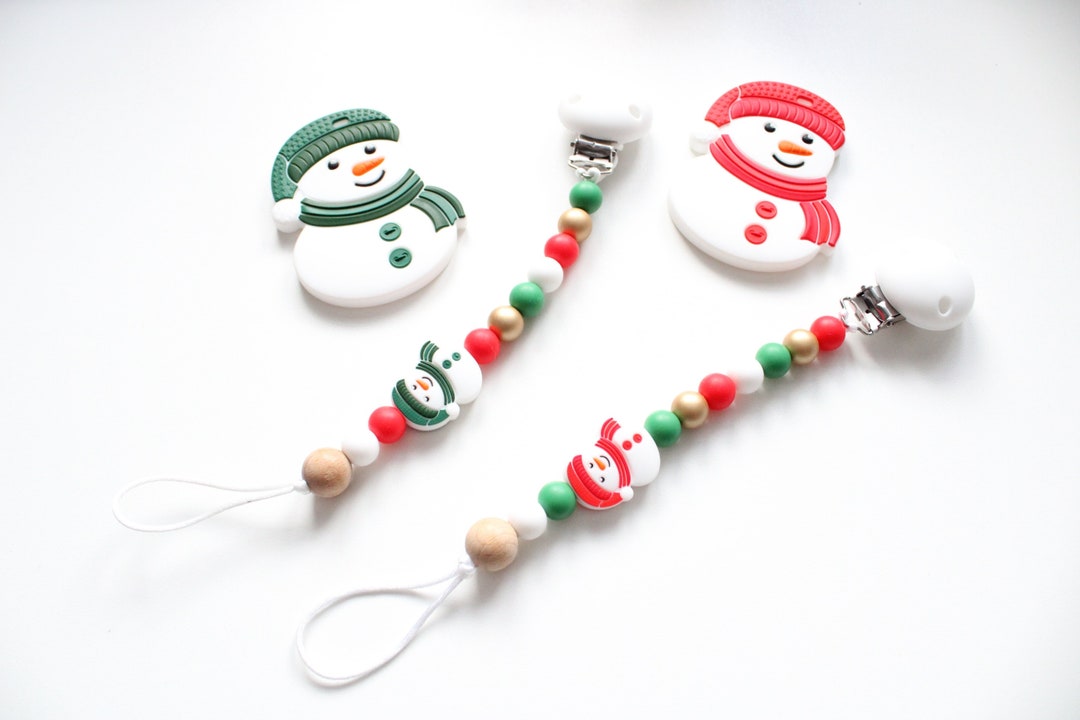 Christmas Baby Gift Set, Snowman Dummy Clip, Sensory Toy - Etsy