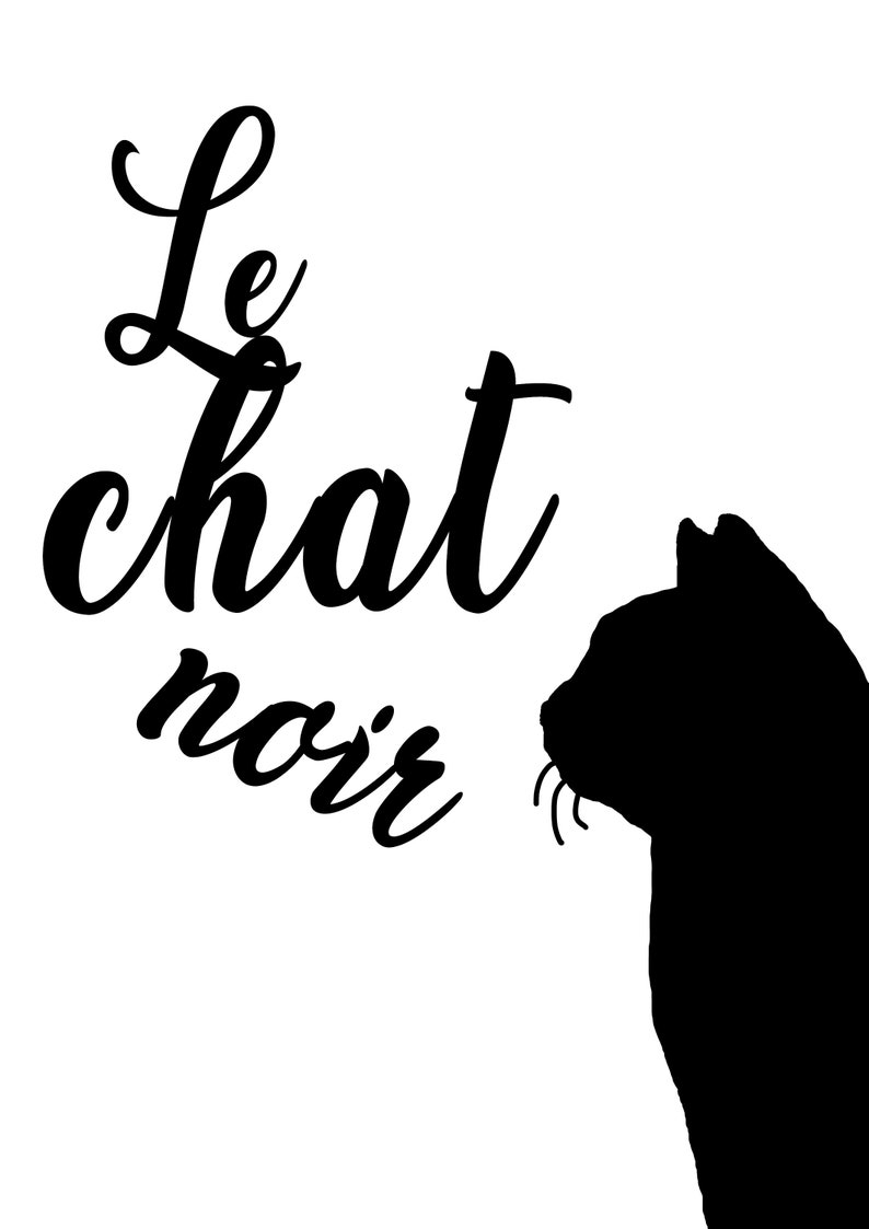 Le Chat Noir - the Black Cat - Wall Art - Digital Print - Cat - Minimal ...