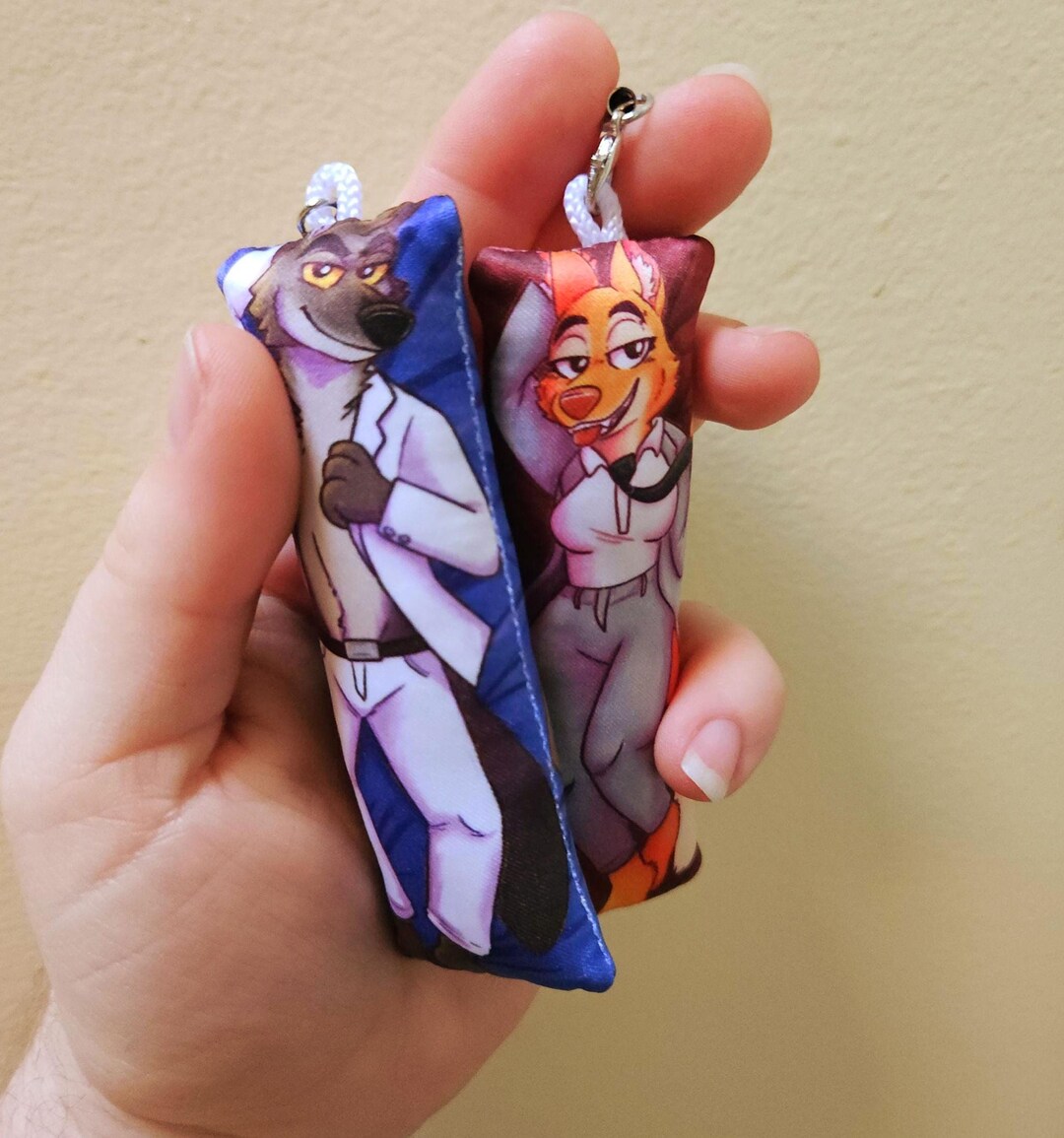 Mr. Wolf Mini Dakimakura Body Pillow Keychain - Etsy