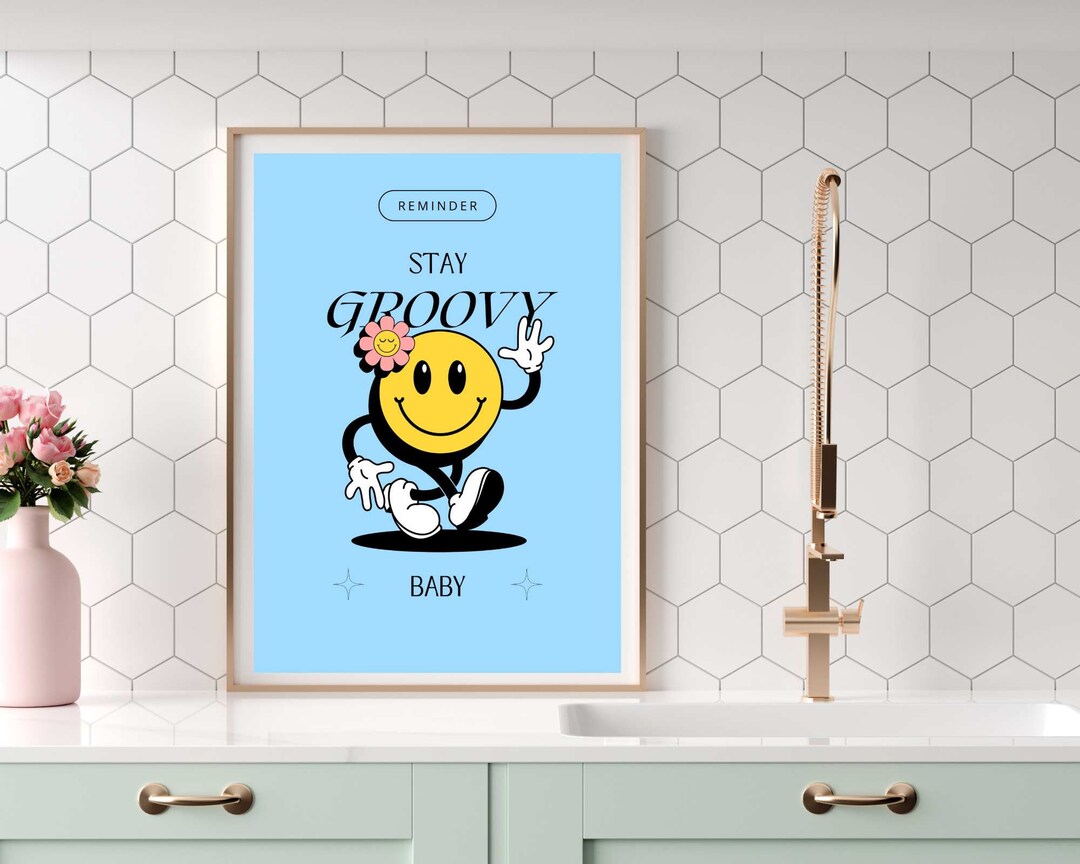 Stay Groovy, Baby - Smiley Face | Printable Home Art - Etsy