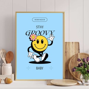 Stay Groovy, Baby - Smiley Face | Printable Home Art - Etsy