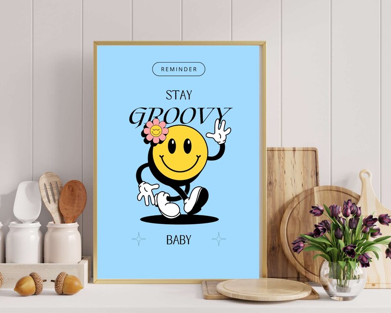 Stay Groovy, Baby - Smiley Face | Printable Home Art - Etsy