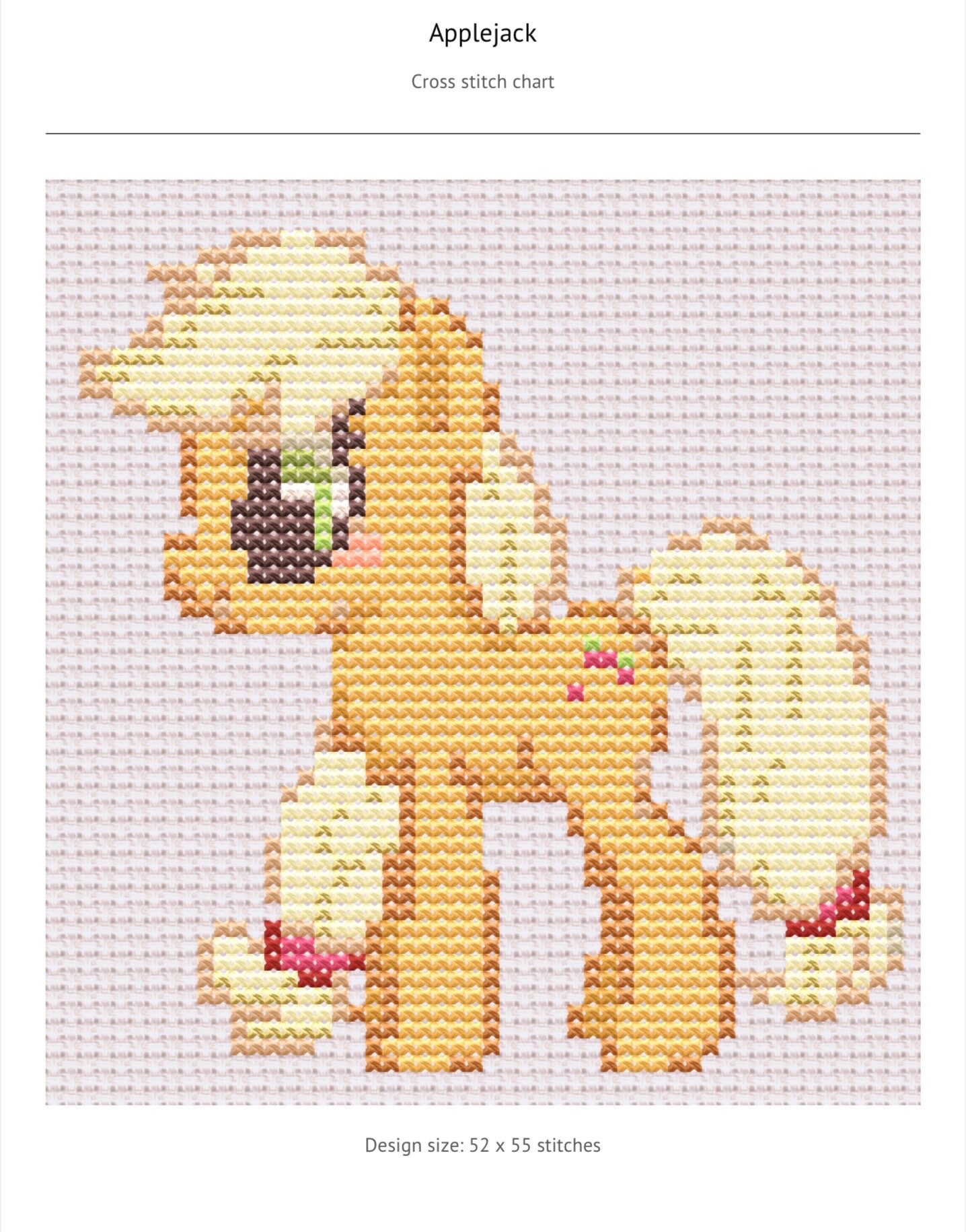 Applejack Cross Stitch Pattern - Etsy