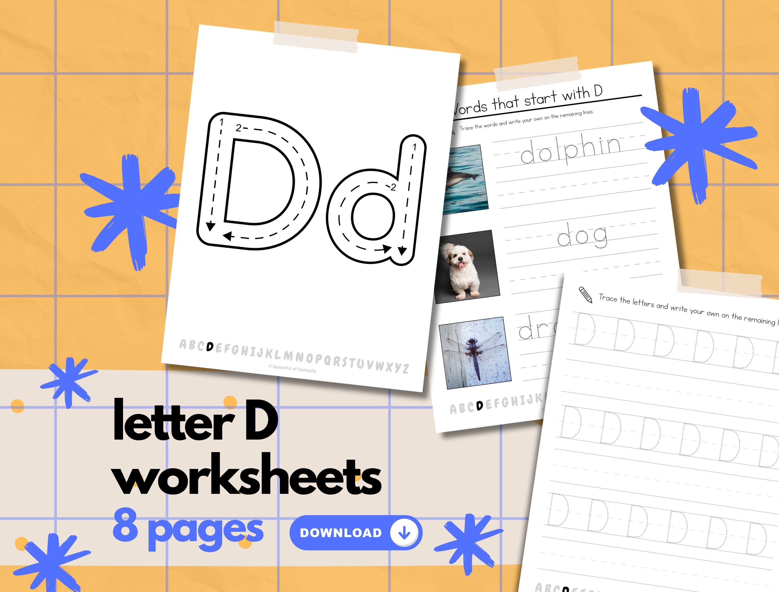 Alphabet Letter D Tracing Preschool Worksheets - Etsy