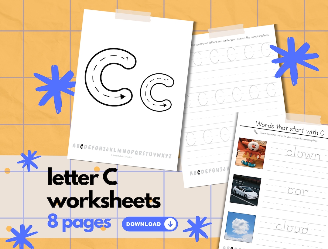 Alphabet Letter C Tracing Preschool Worksheets - Etsy
