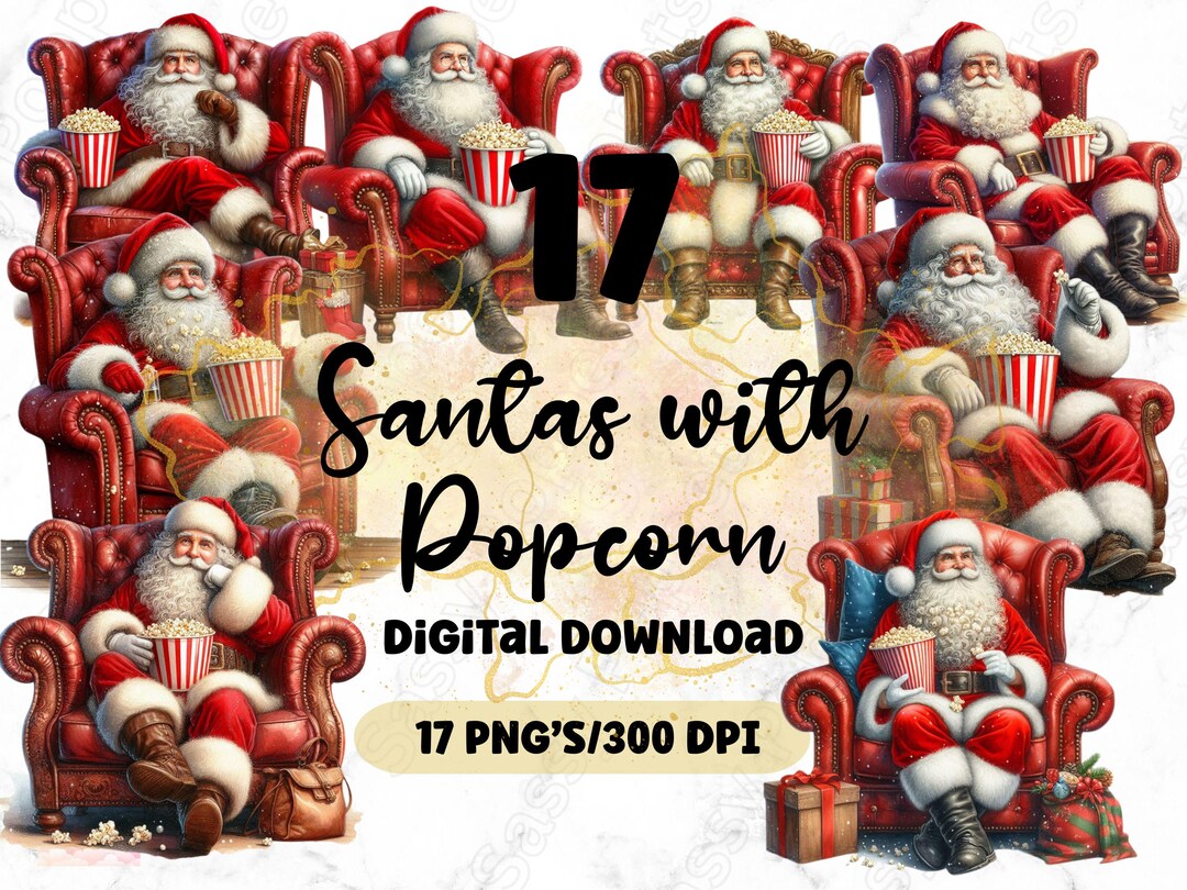 Santa Popcorn Delight PNG Collection - - Etsy