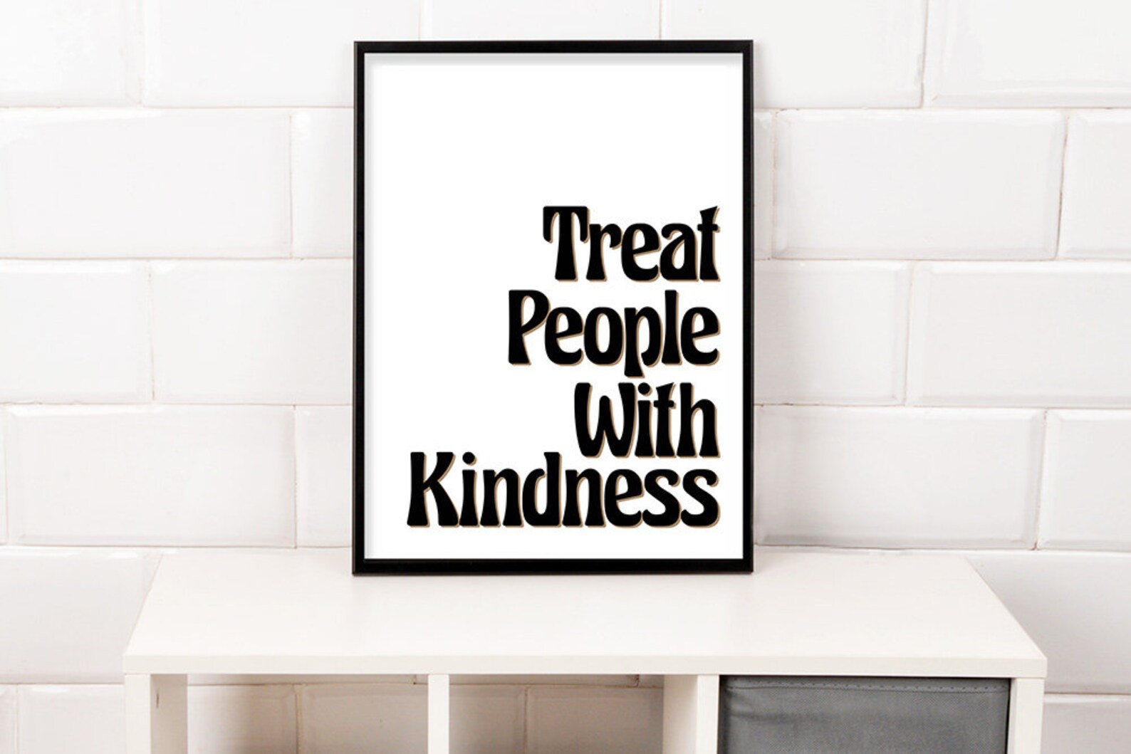 Treat People With Kindness Slogan Print Set White & Neutral | Etsy