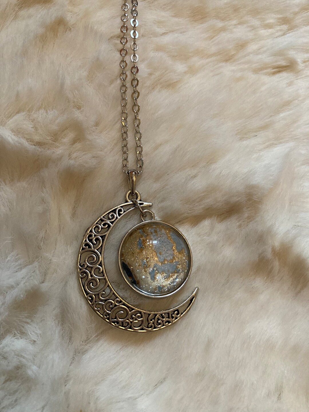 Crescent Moon fidget necklace / unique moon style necklace - Etsy ...