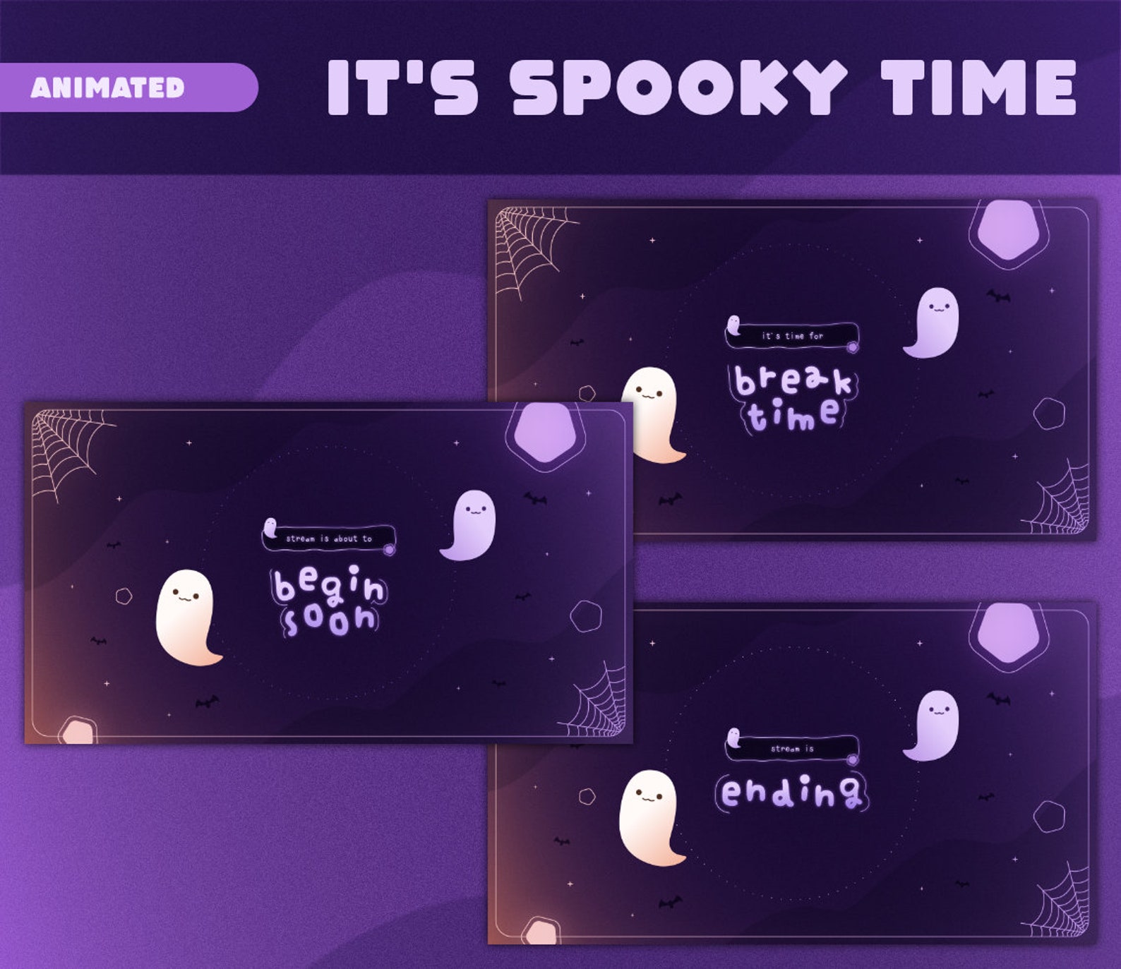 It's Spooky Time Animated Twitch Pack | Halloween Ghost Purple Orange ...