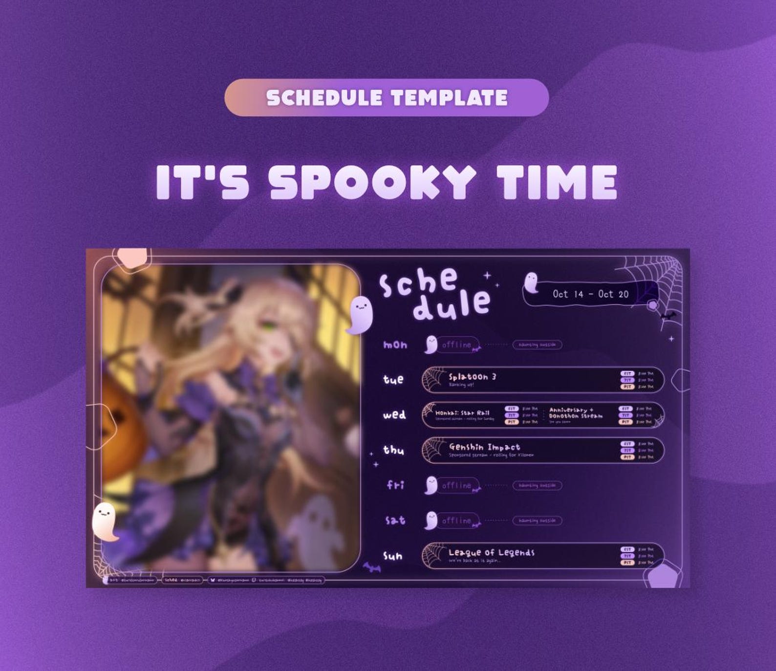 It's Spooky Time Schedule Template | Halloween Themed | Ghost Purple ...