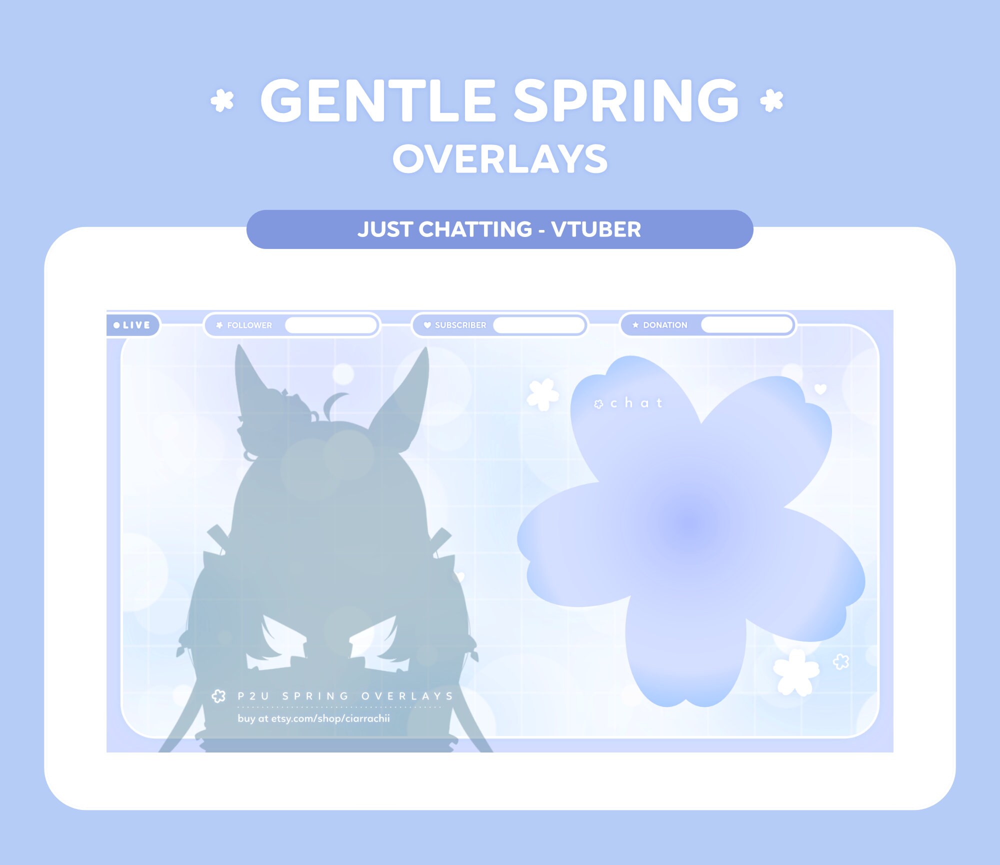 Gentle Spring Just Chatting & Game Stream Overlays for Twitch Youtube, Cute Cozy Pink Spring ...