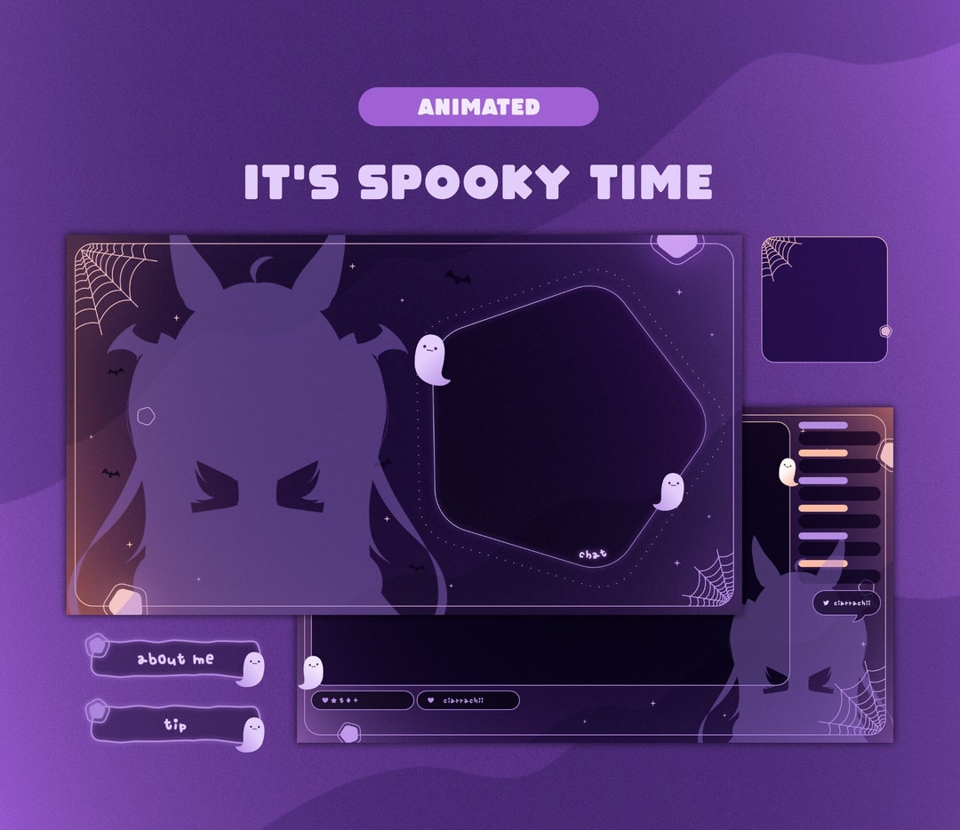 It's Spooky Time Animated Twitch Pack | Halloween Ghost Purple Orange ...