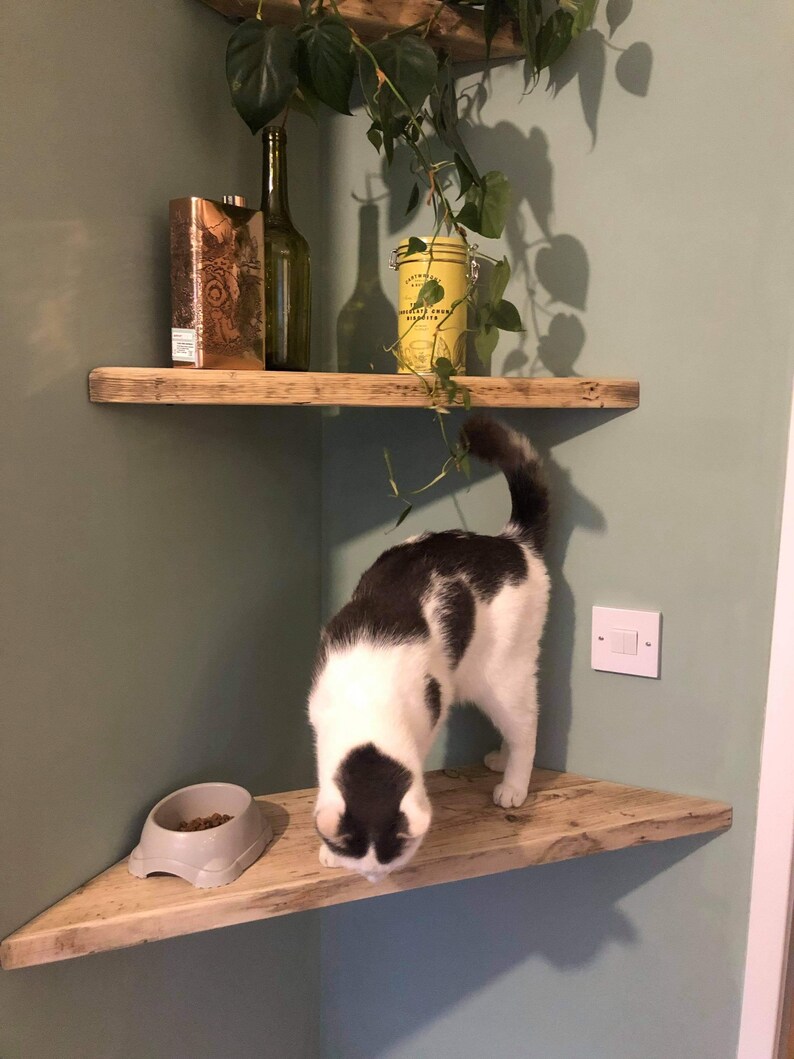 Corner floating shelves/reclaimed/scaffold boards/ shelving | Etsy