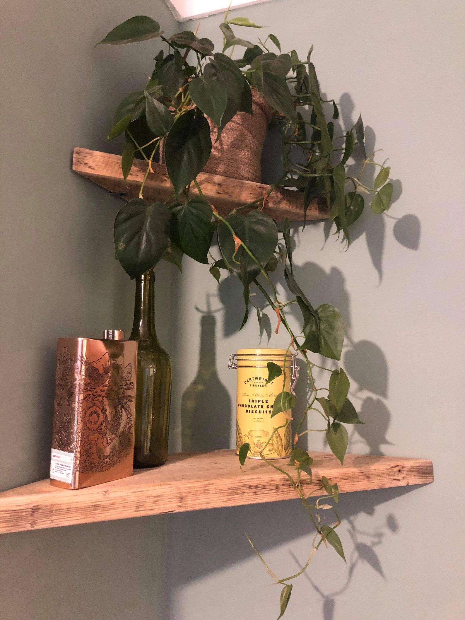 Corner floating shelves/reclaimed/scaffold boards/ shelving | Etsy