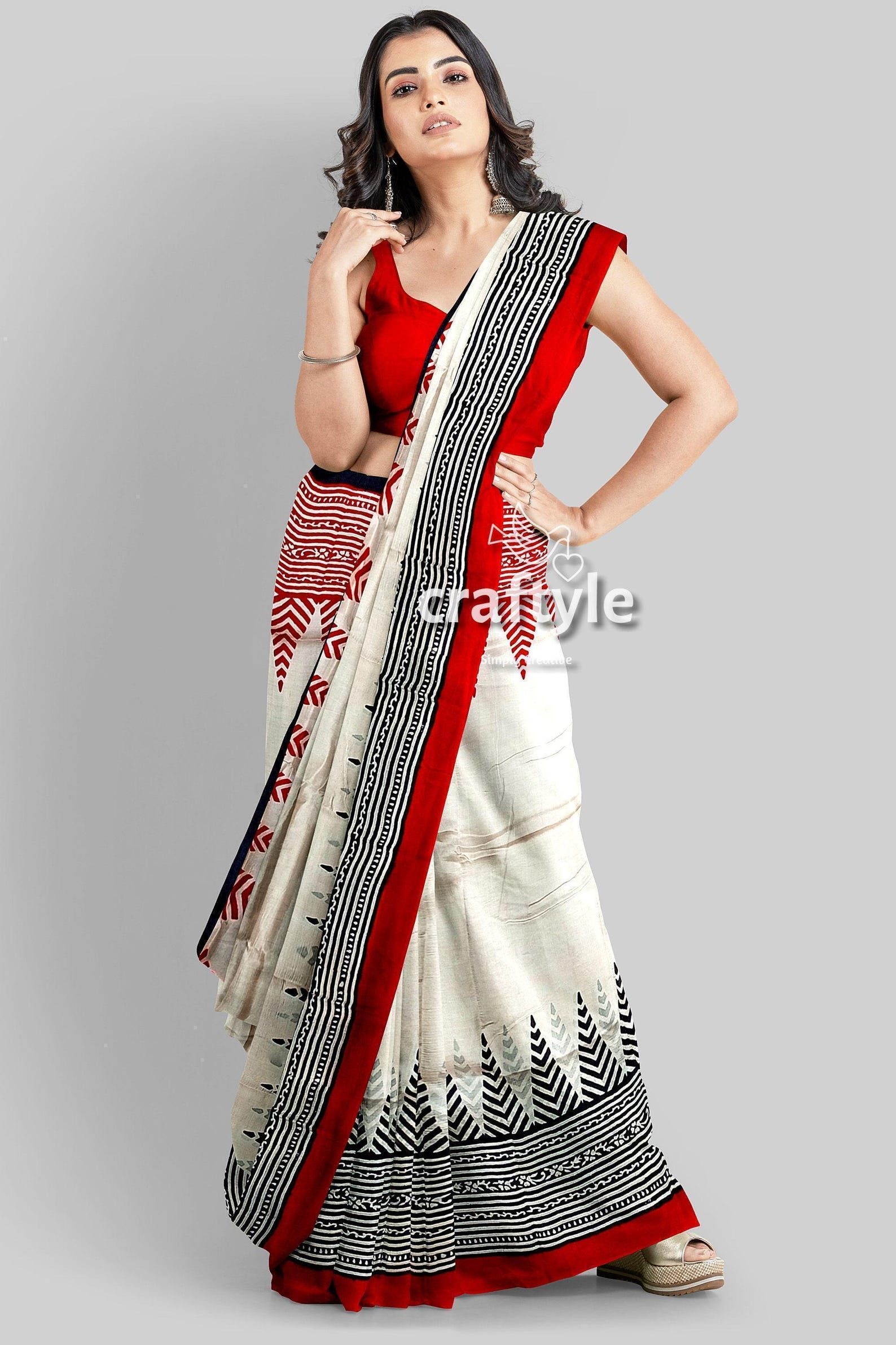 Hand Block Printing Pure Silk Sari | Mulberry Pure Silk Sarees for ...