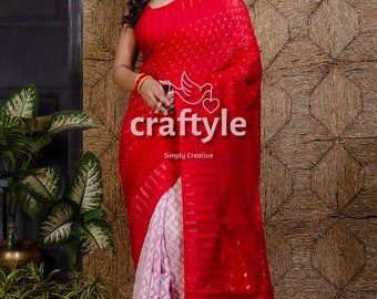 Exclusive Handloom Jamdani Saree Soft Jamdani Saree With All Over Work Cotton Muslin Dhakai ...